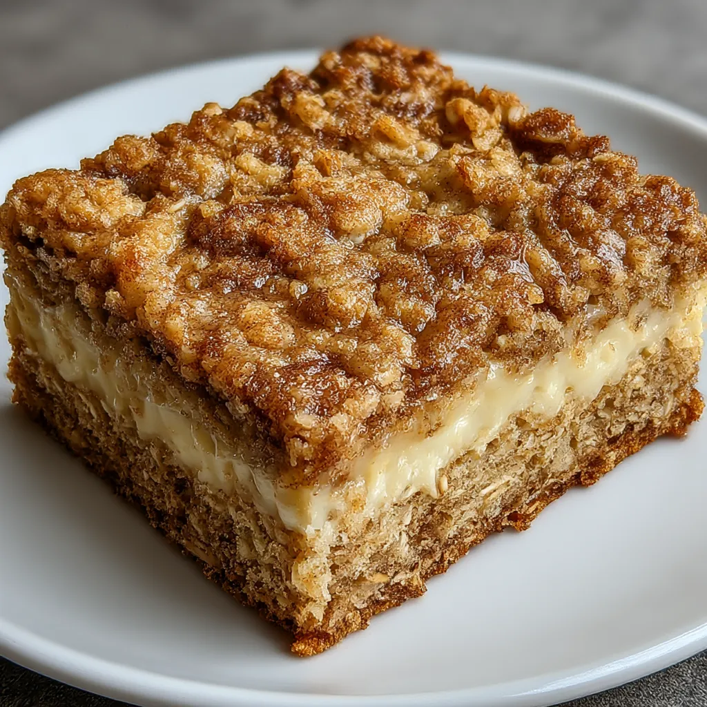 Cinnamon Roll Baked Oatmeal Squares9 easy creamy delicious.